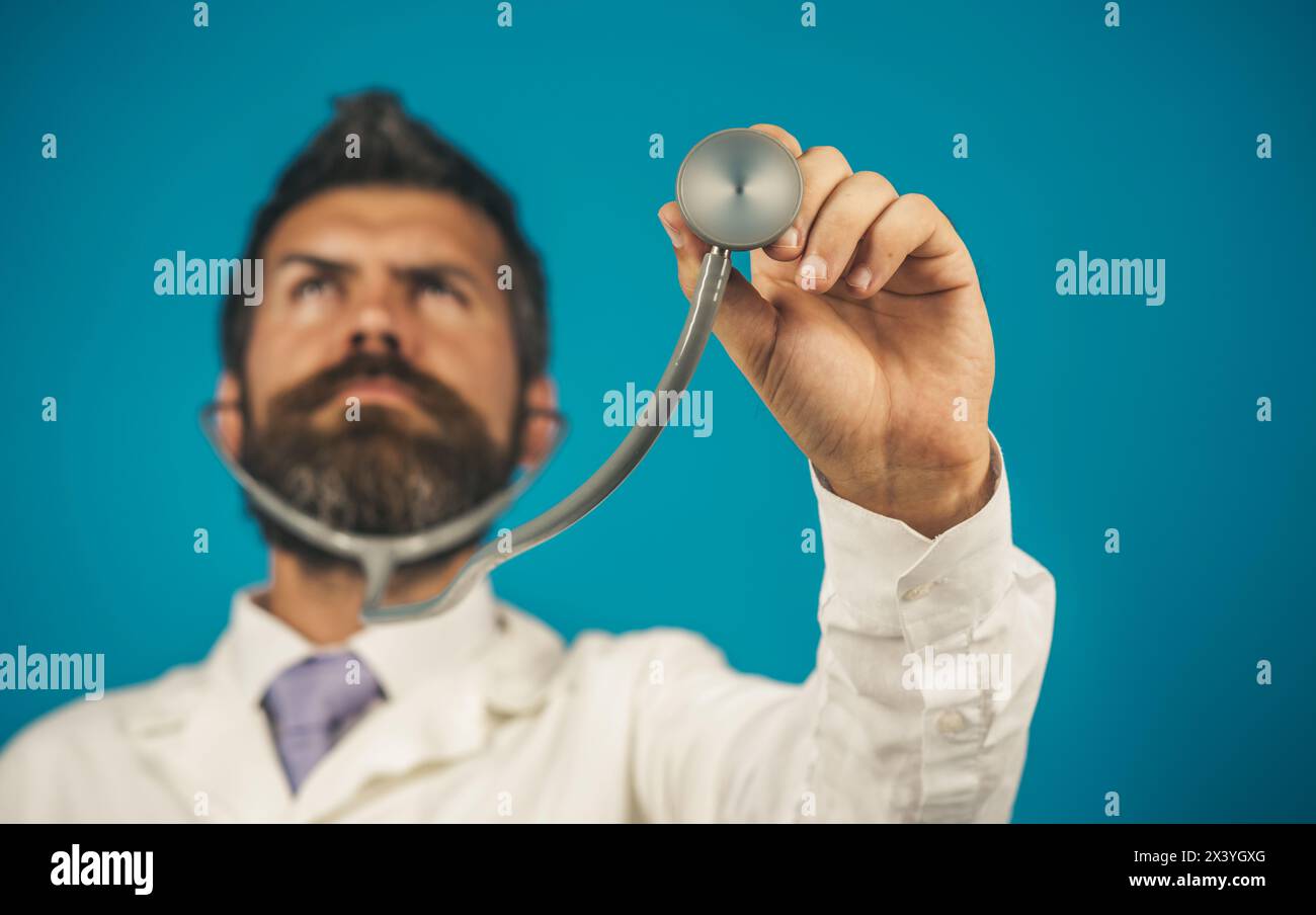 Healthcare and medicine concept. Male doctor in medical uniform with ...