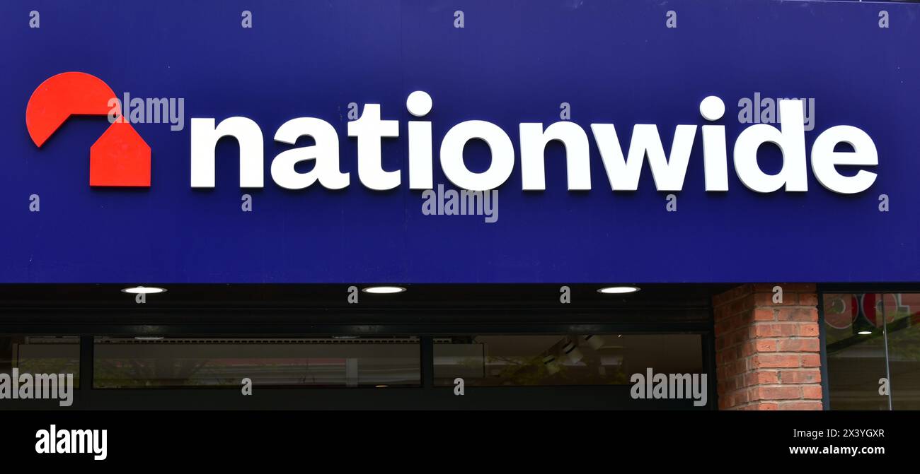 Exterior sign on Nationwide Building Society branch in Market Street in ...