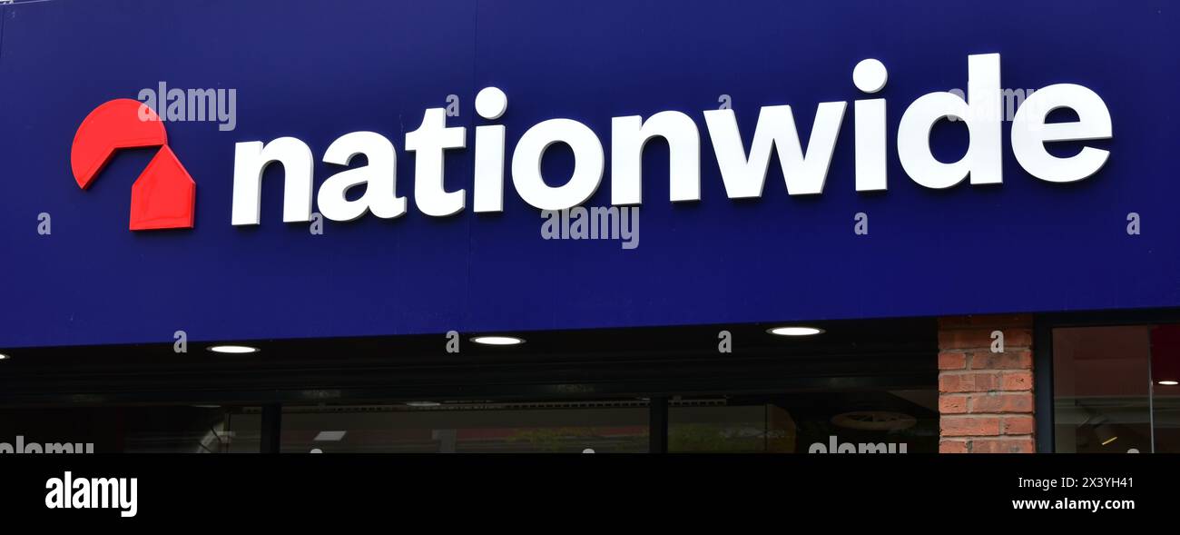 Exterior sign on Nationwide Building Society branch in Market Street in ...