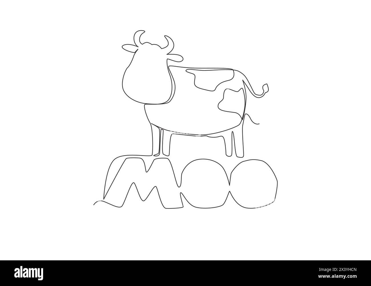 Single continuous line drawing of cute and adorable typography animal ...