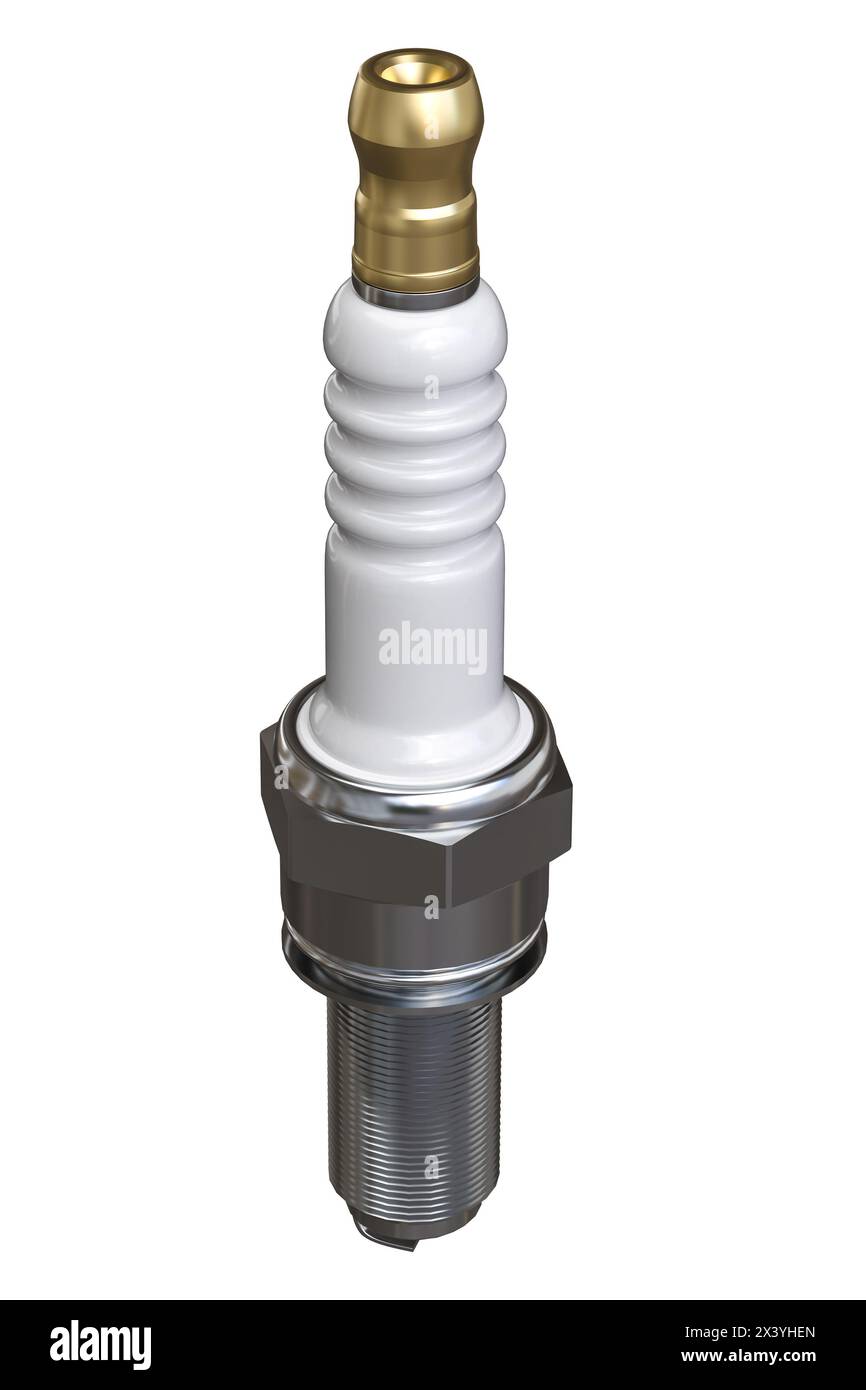 Spark plug isolated on white background 3d render Stock Photo - Alamy