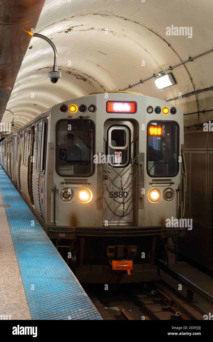 Chicago, Illinois - United States - April 24th, 2024: Platform and Red ...