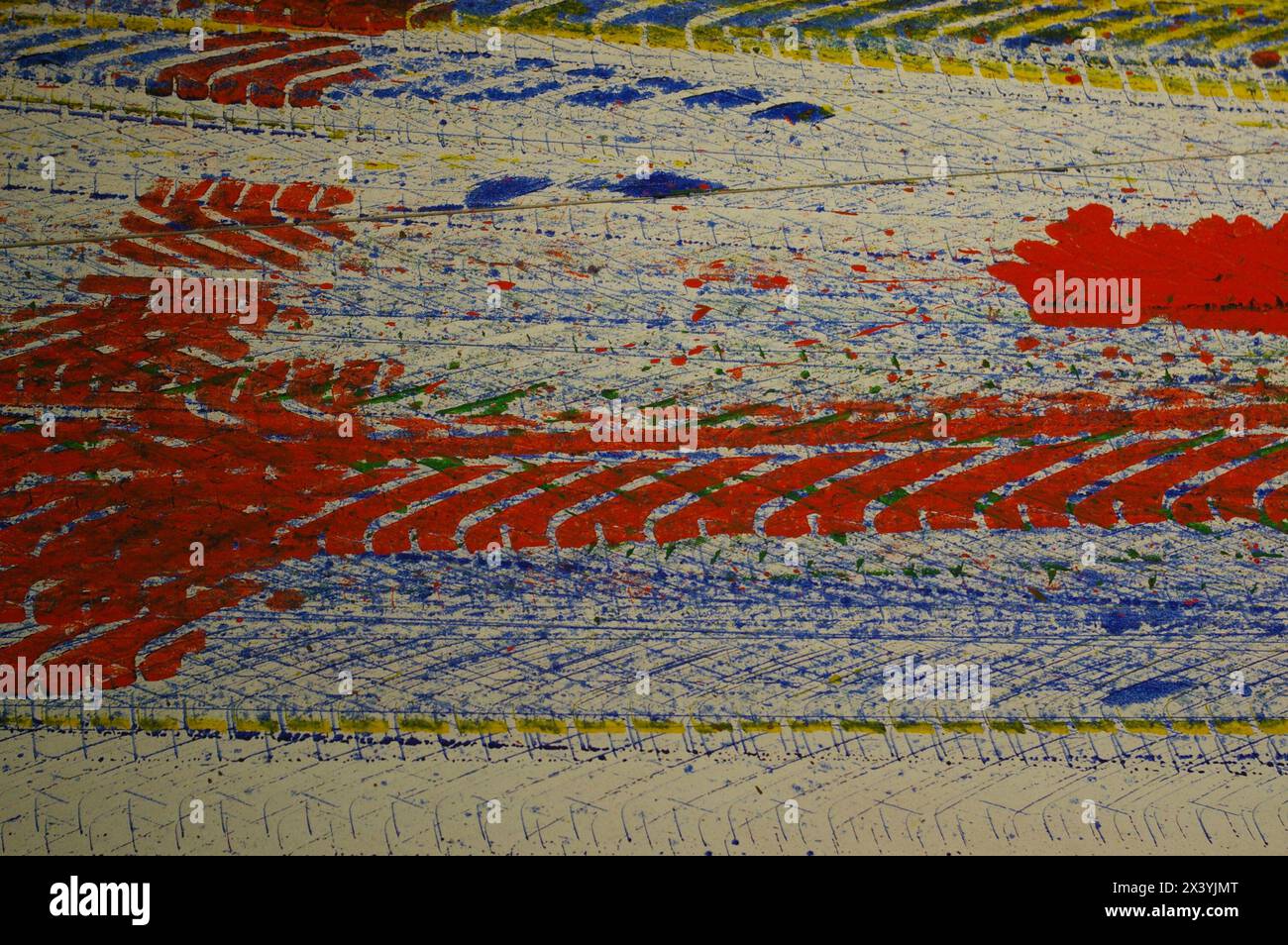 Multi coloured tyre tracks Stock Photo - Alamy