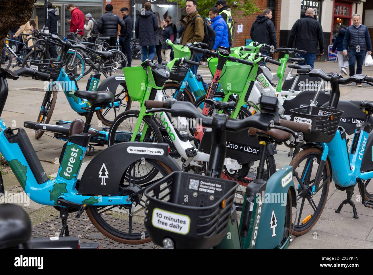 Self-hire street bicycles in Clerkenwell, London. They are available to ...