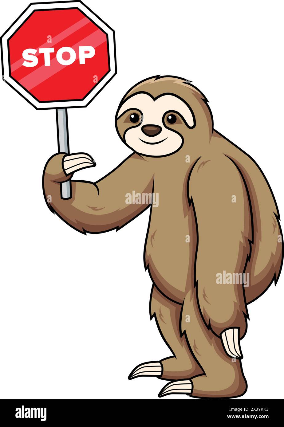 Sloth holding stop sign vector cartoon clip art Stock Vector Image ...
