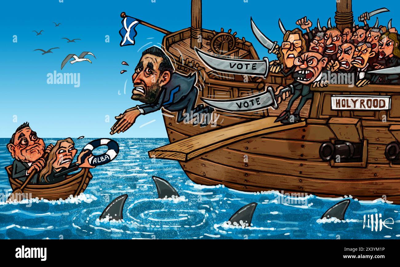 Satirical cartoon Humza Yousaf resigns as Scottish First Minister after ...