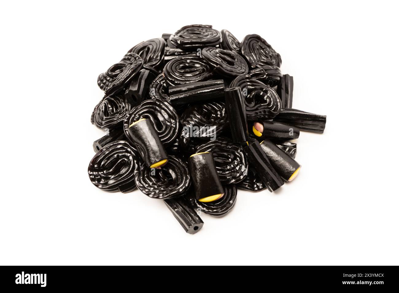 Jelly anise candy isolated on a white background. Black jelly candies ...