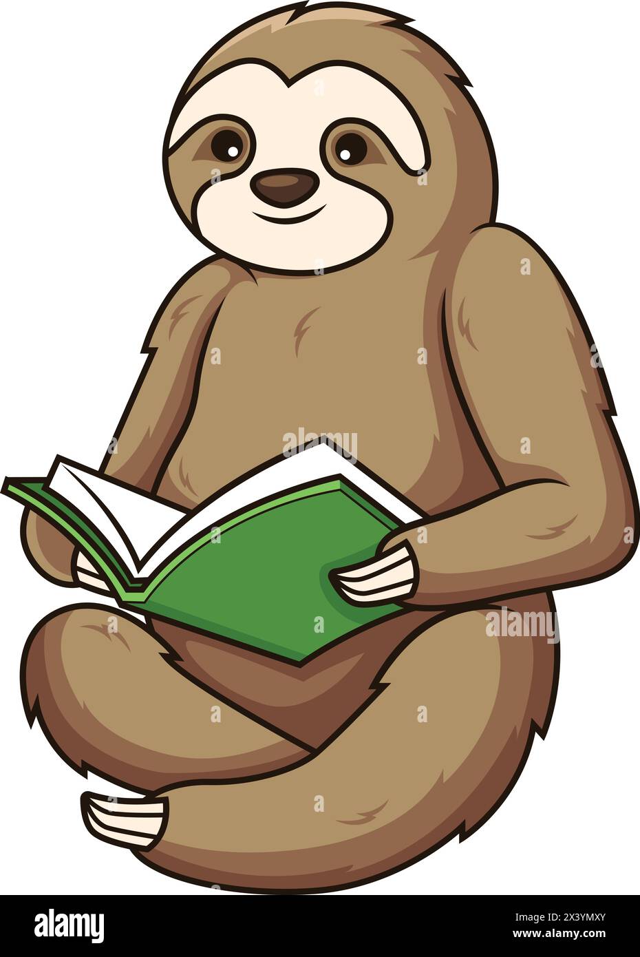 Sloth Reading A Book Vector Cartoon Clip Art Stock Vector Image And Art Alamy