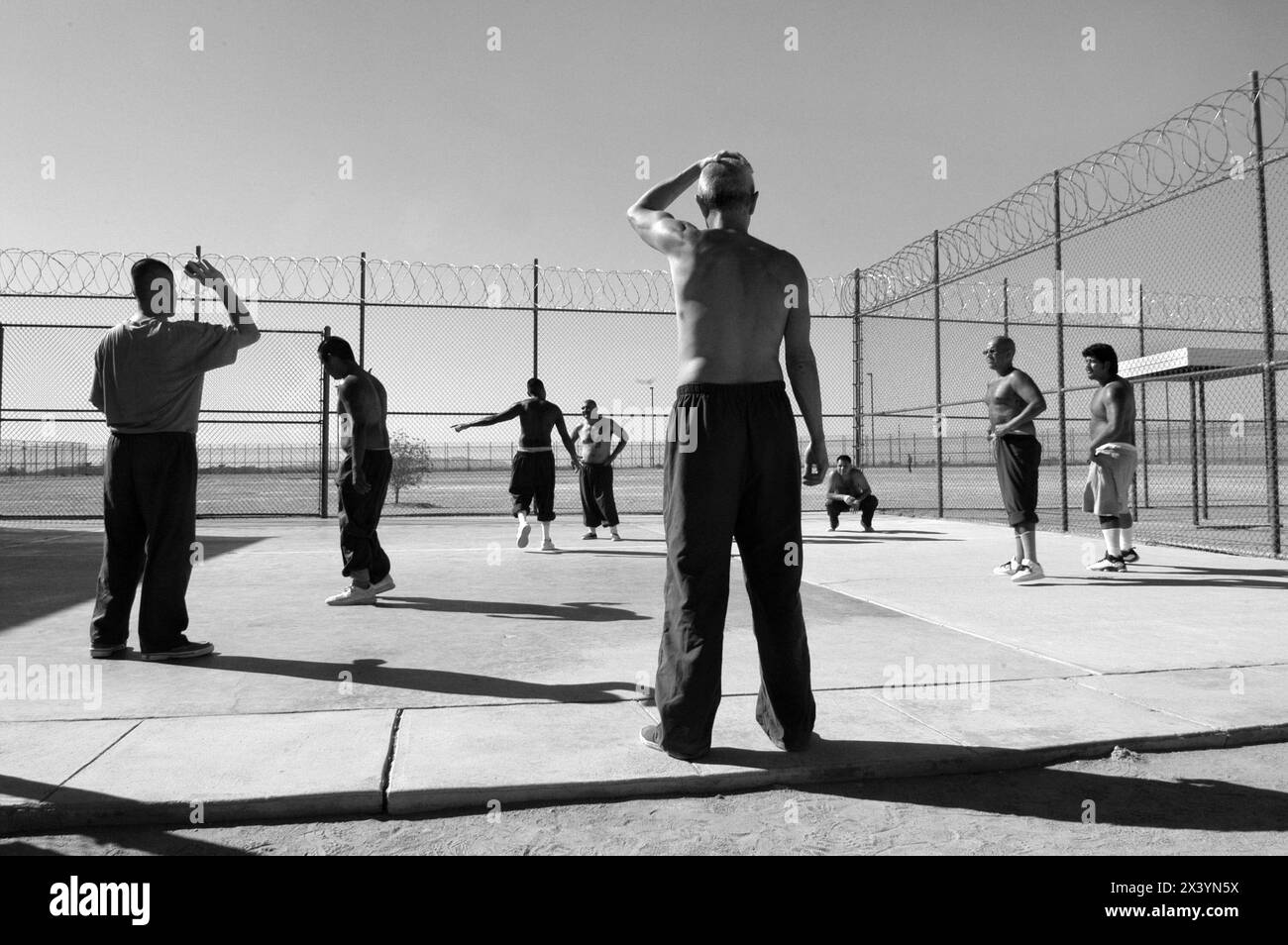 The recreation yard at the Eloy prison for illegal entrants to the US ...