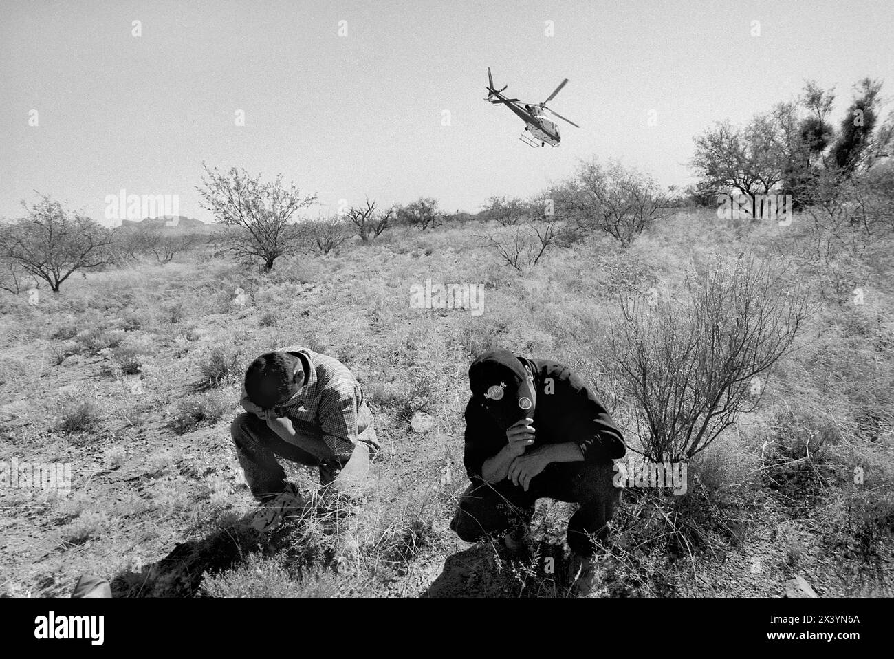 10/24/05--Tucson area, AZ--Border Patrol helicpoter ride through desert ...