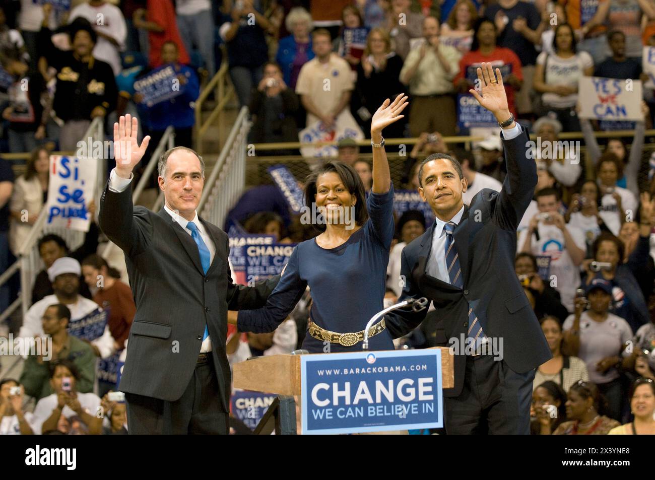 Barack Obama, his wife, Michelle, and Bob Casey at the University of ...
