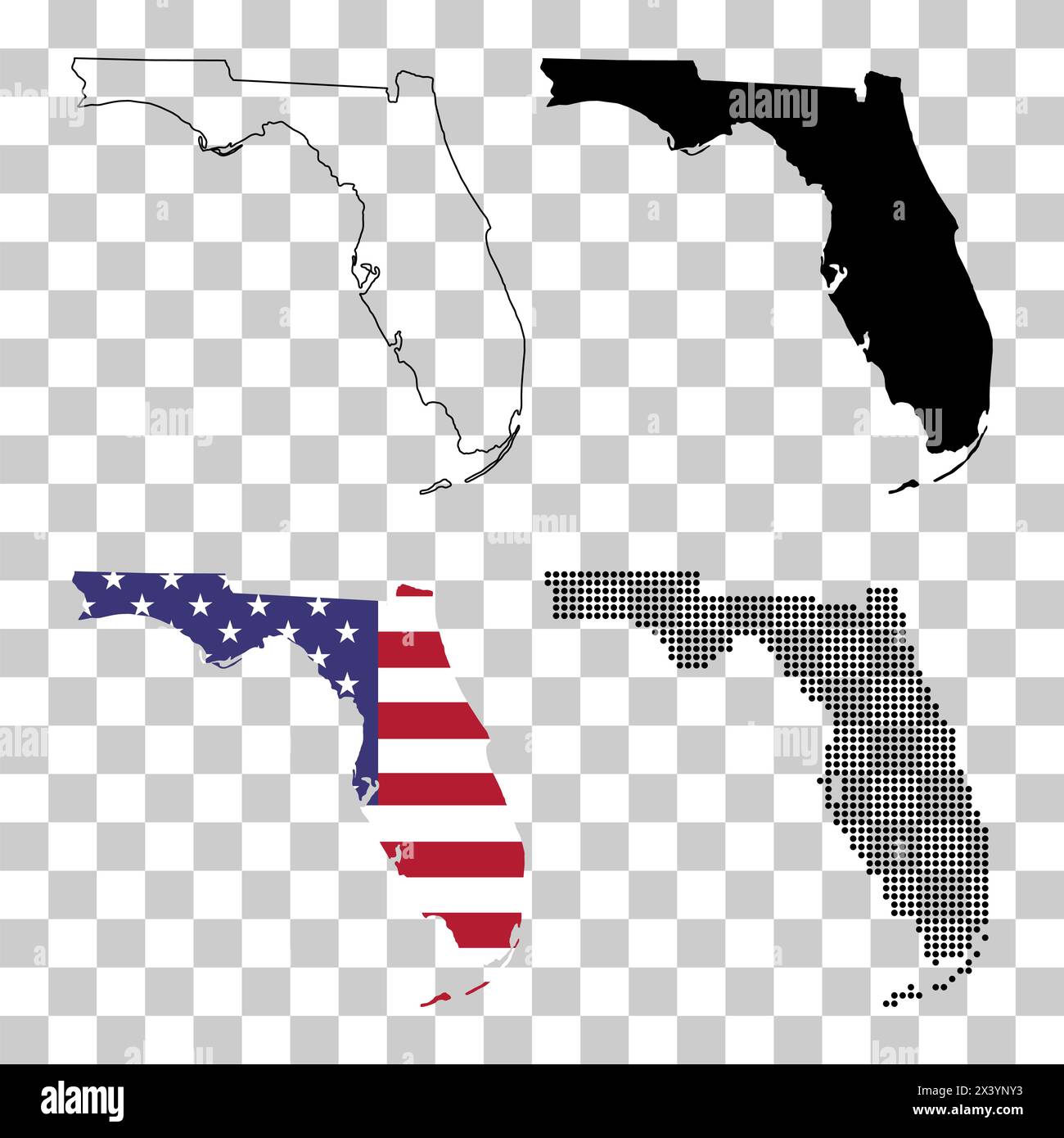 Set of Florida map, united states of america. Flat concept icon vector ...