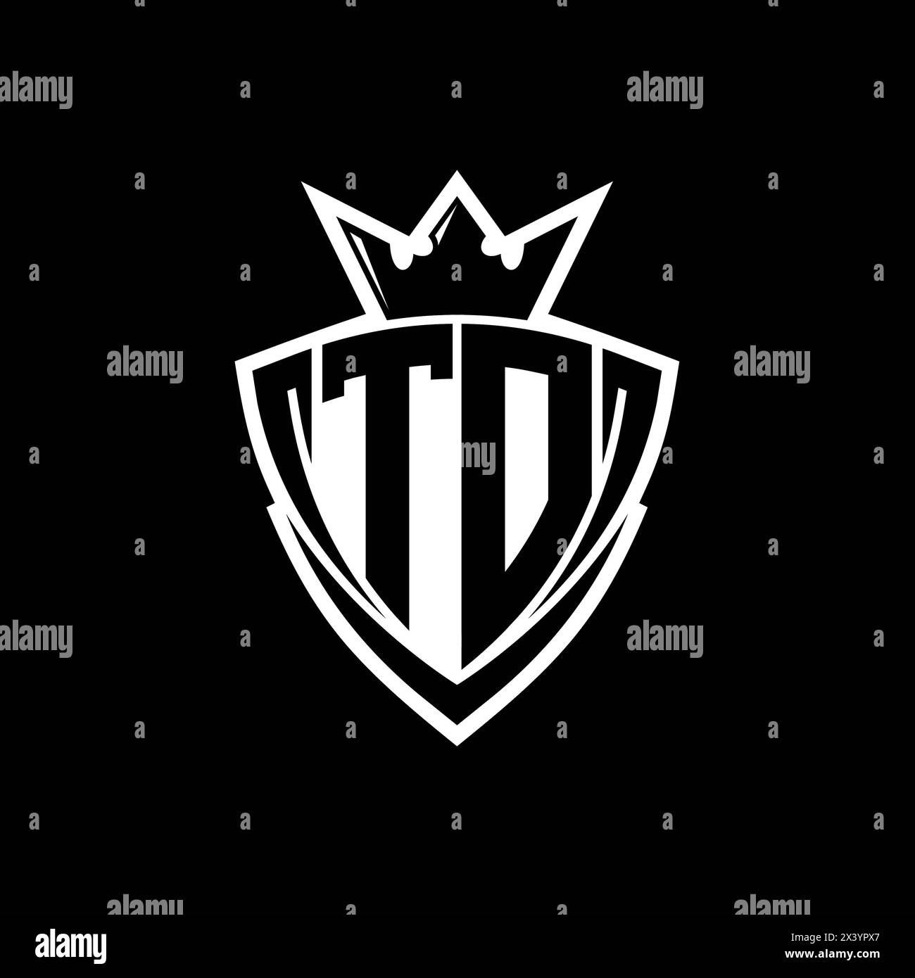 TD Bold letter logo with sharp triangle shield shape with crown inside ...