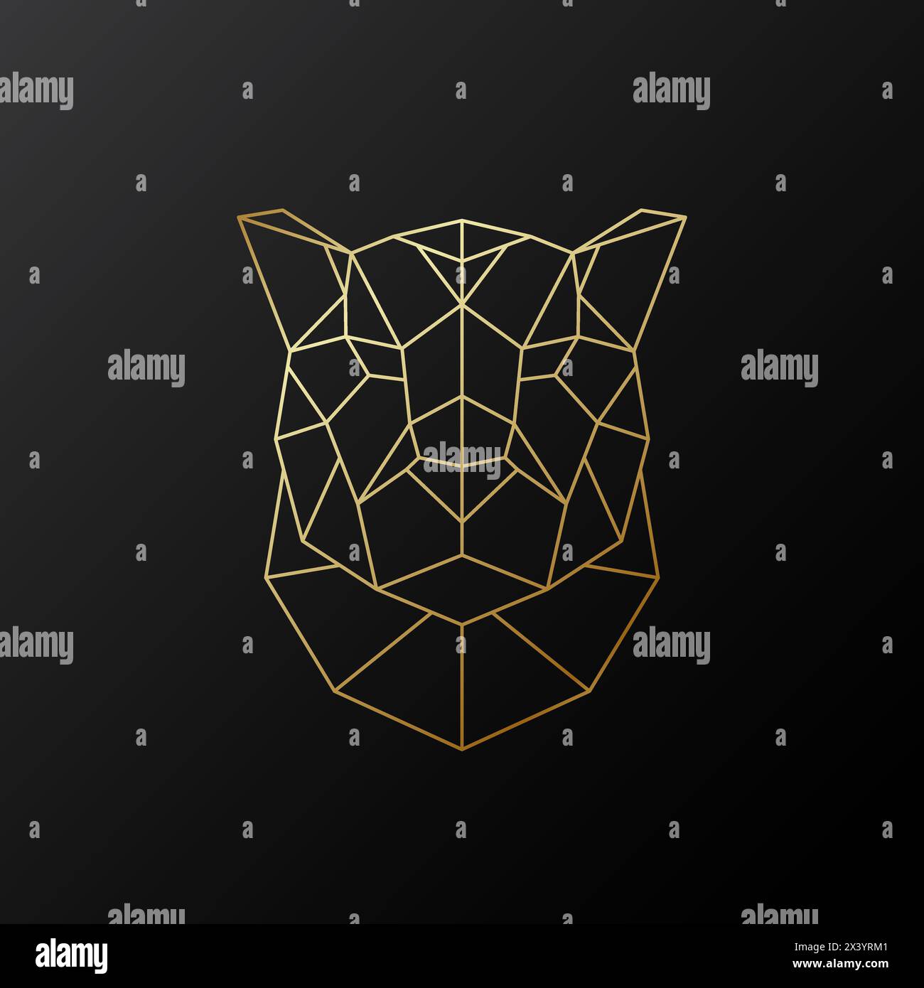 Vector polygonal Jaguar illustration. Golden Jaguar head in geometric ...