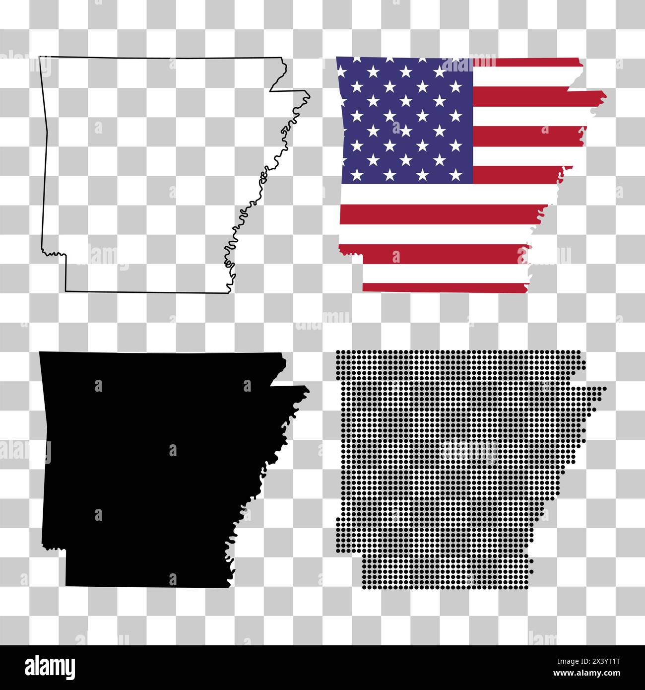 Set of Arkansas map, united states of america. Flat concept icon symbol ...