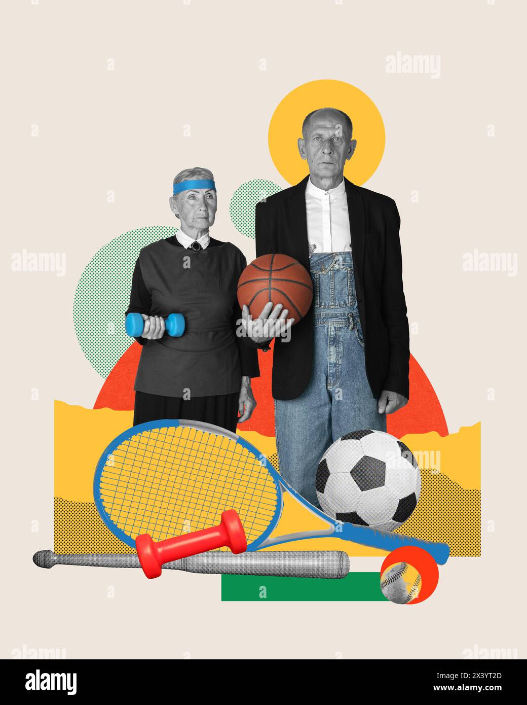 Age and athleticism. Mixing vintage portraits with modern graphic ...