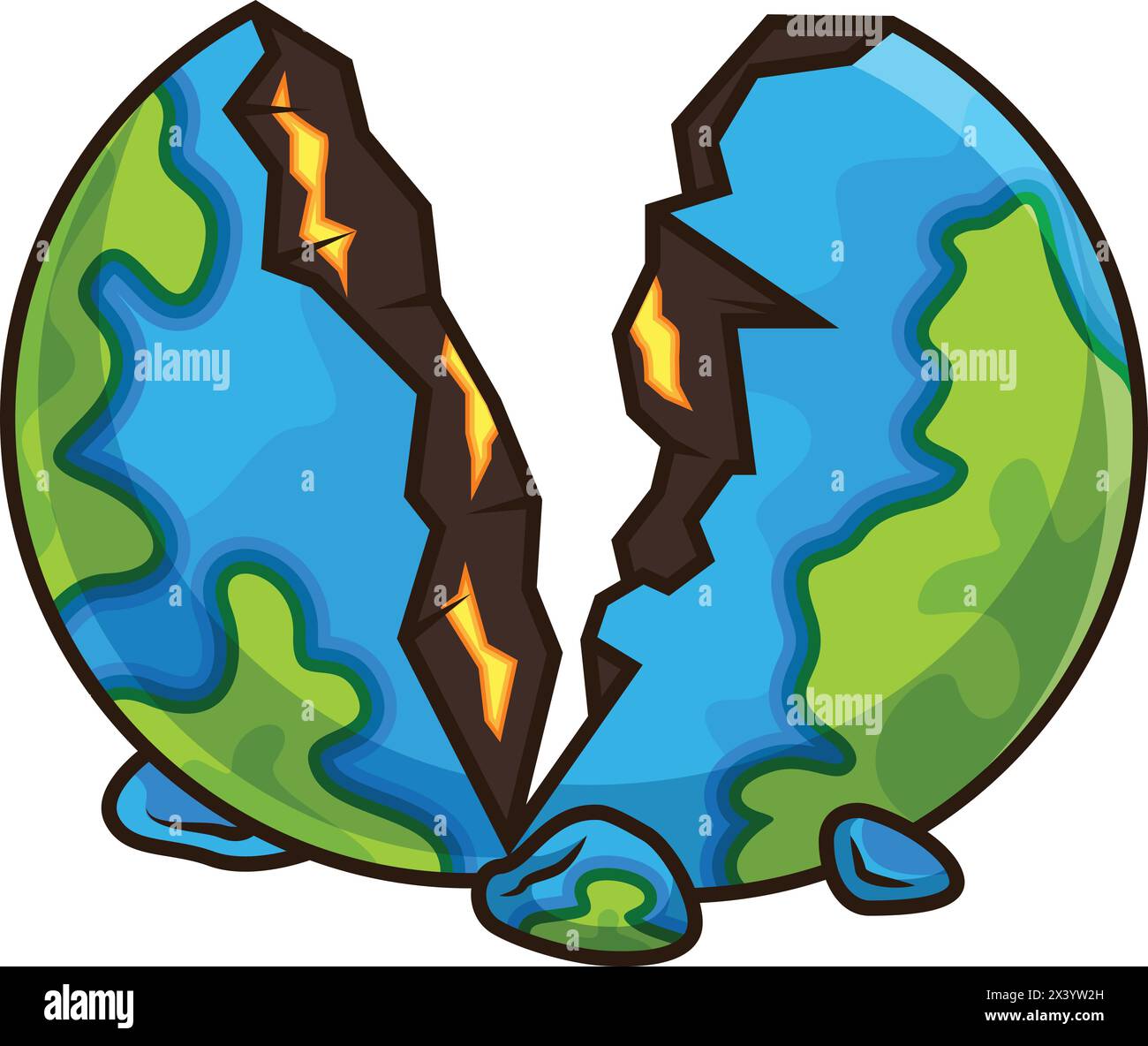 Shattered earth cut in half vector cartoon clip art Stock Vector Image ...