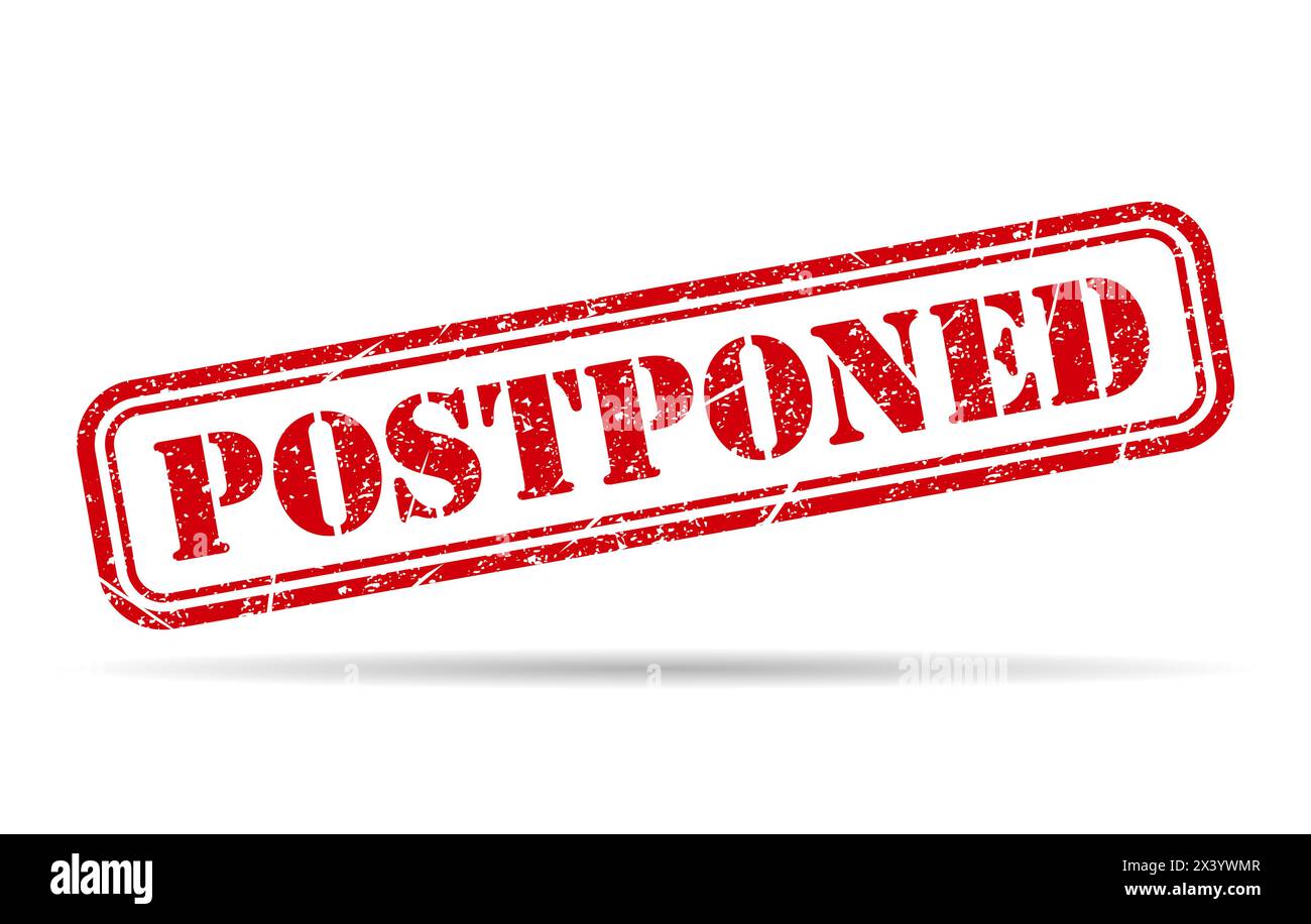 Postponed stamp symbol shadow, label sticker sign button, text banner ...