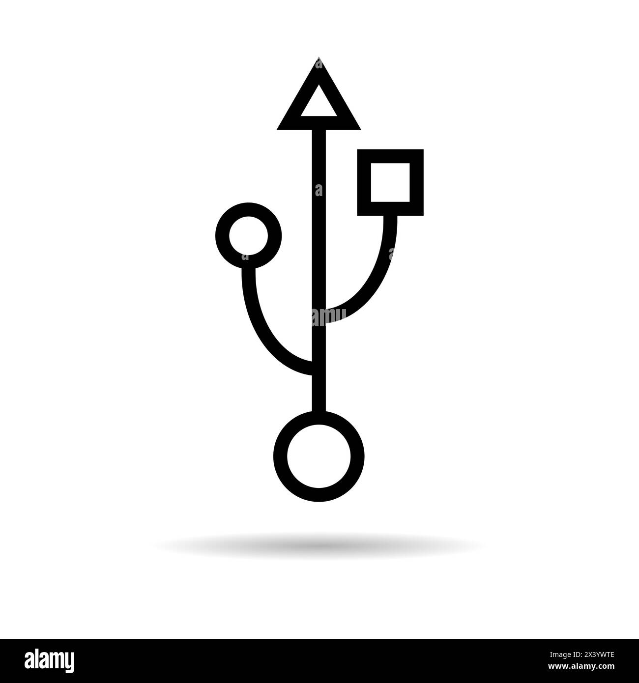USB icon technology with shadow, connect device sign, electronic ...