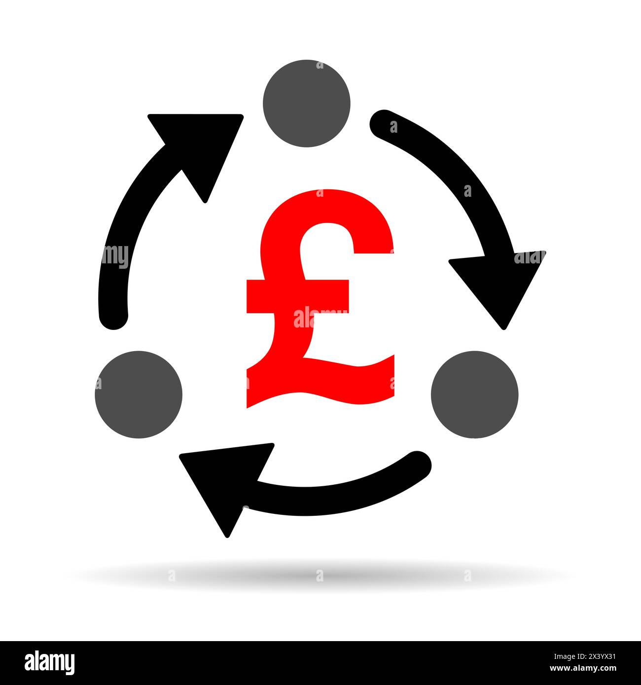 Pound money change shadow icon, trade cash information web symbol ...