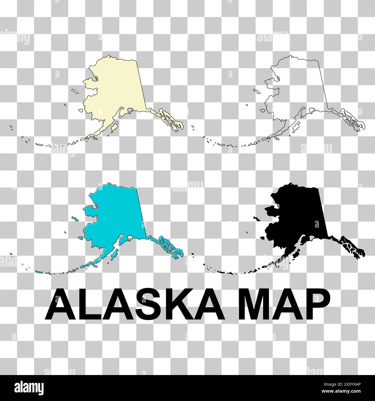 Set of Alaska map, united states of america. Flat concept icon vector ...