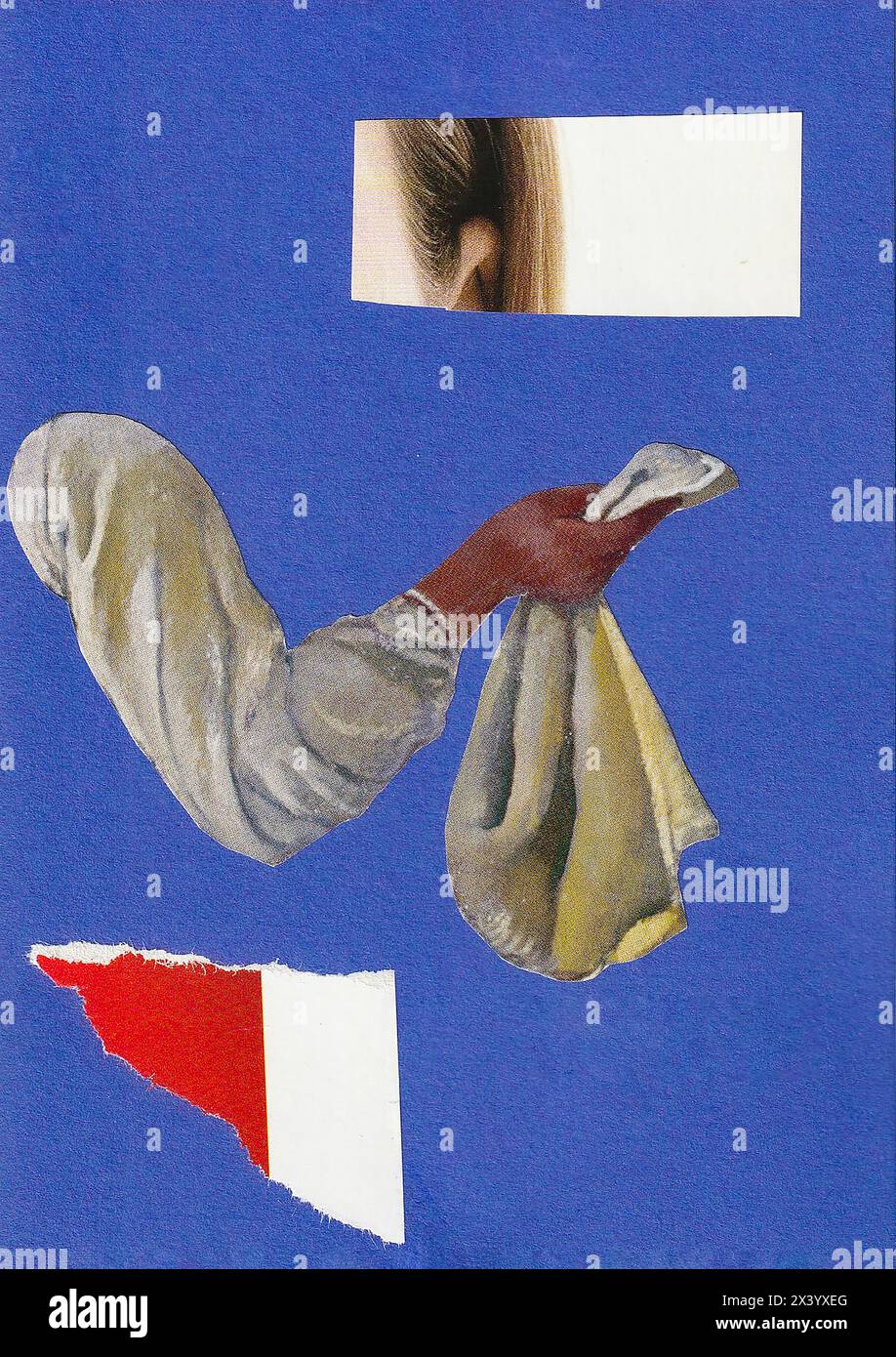 collage on a blue background, a hand holding a handkerchief Stock Photo ...