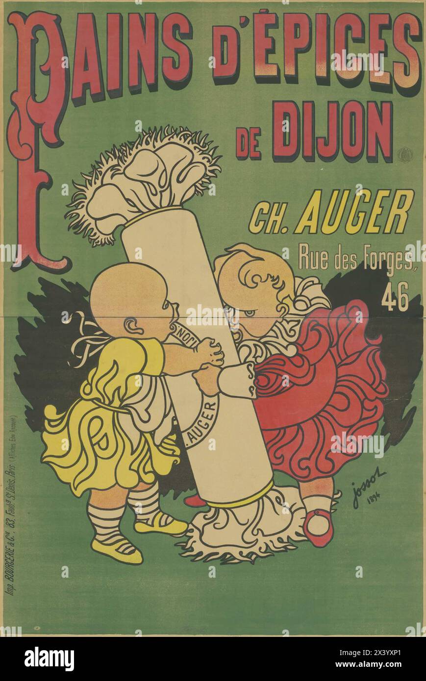 Vintage 1900 French Advertising Poster. Pain d'Épices de Dijon Auger ...