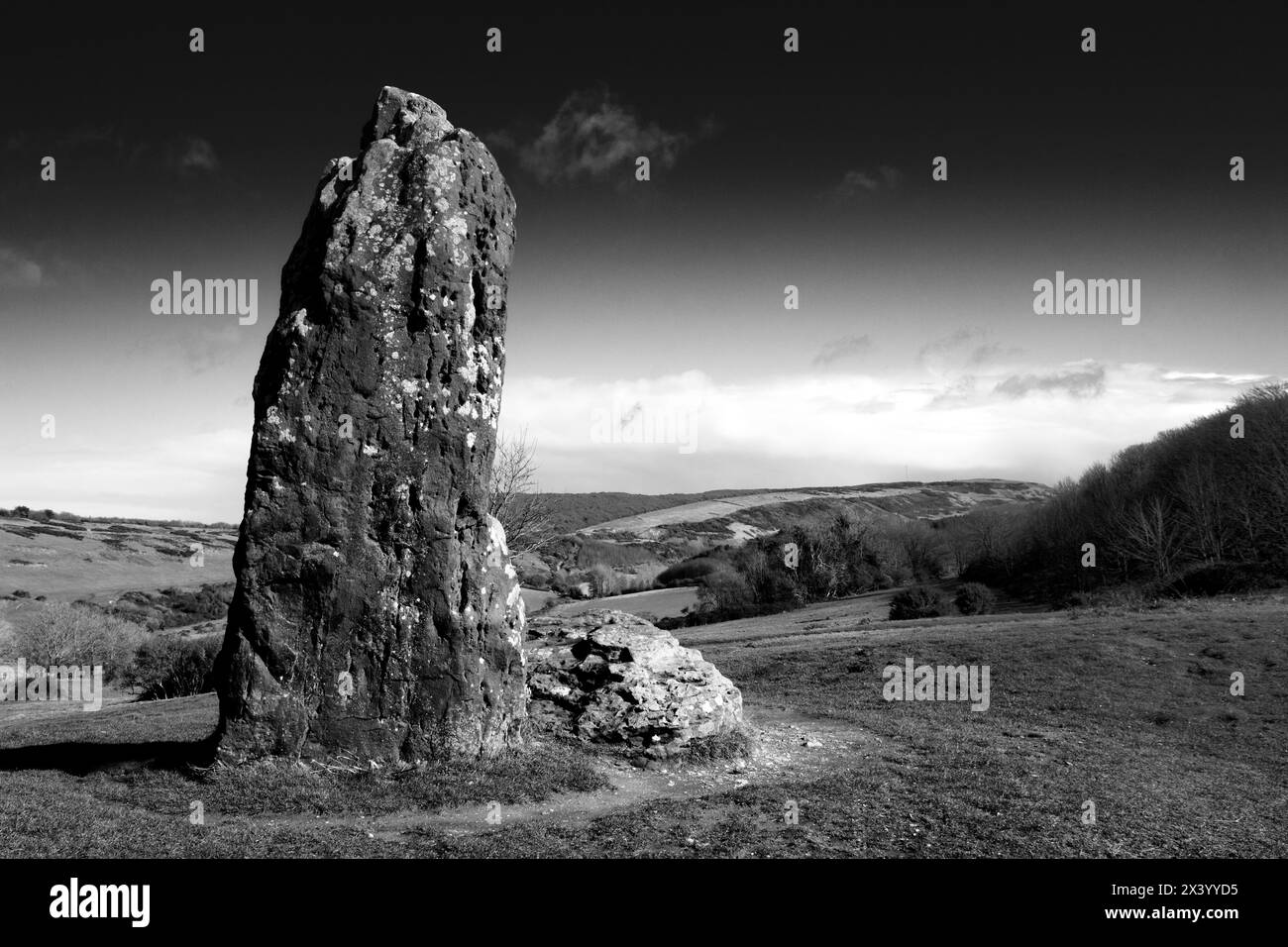 The Longstone, a megalithic monument near Mottistone on the Isle of ...