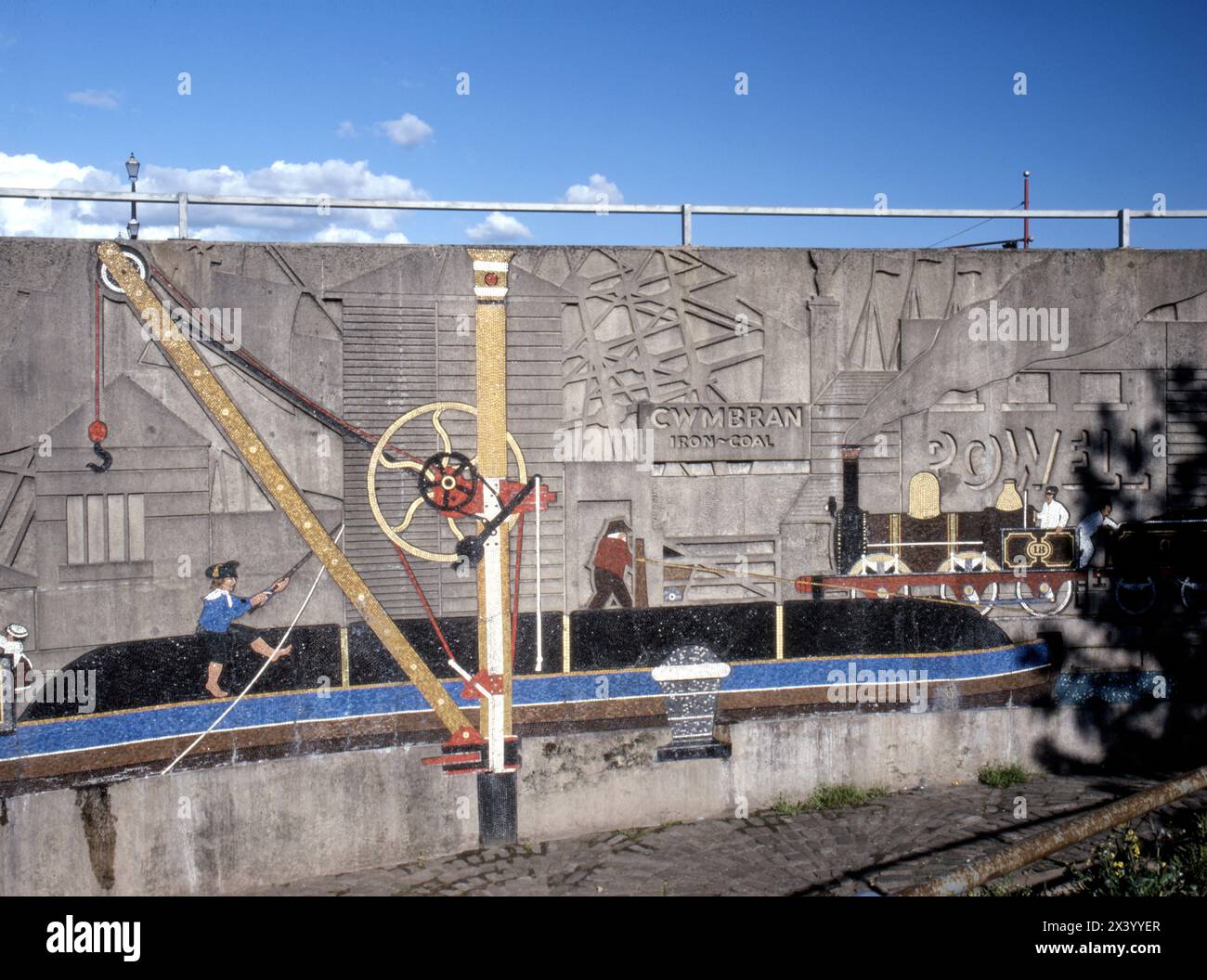 The Old Green Roundabout Mural in Newport Gwent depicting industrial ...