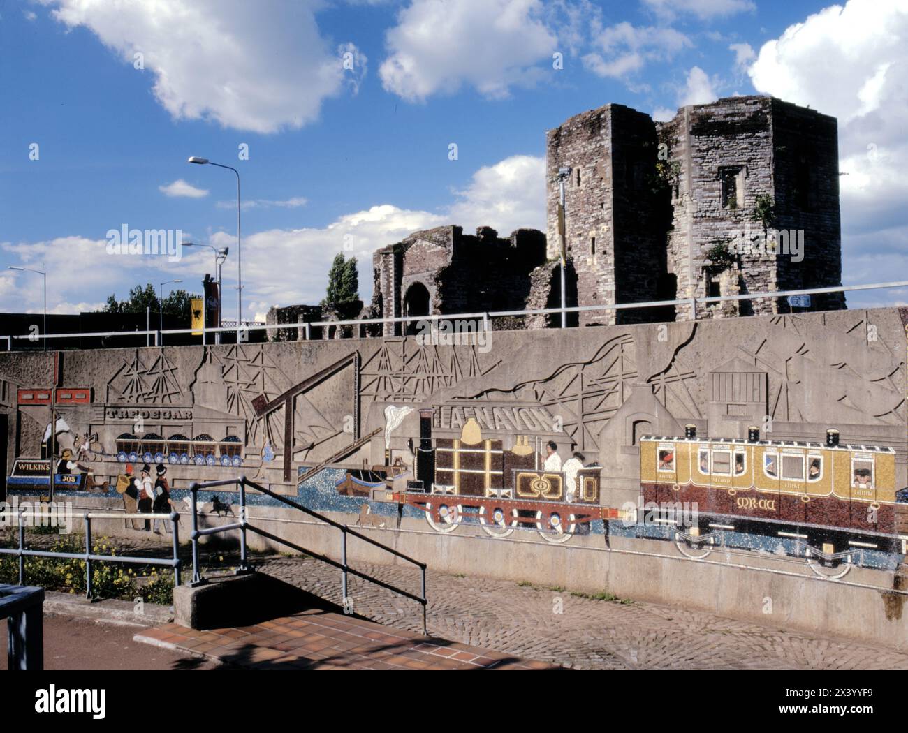 The Old Green Roundabout Mural in Newport Gwent depicting industrial ...