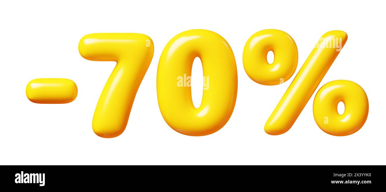 Balloon number minus seventy percent sign for sale concept. 3d render ...