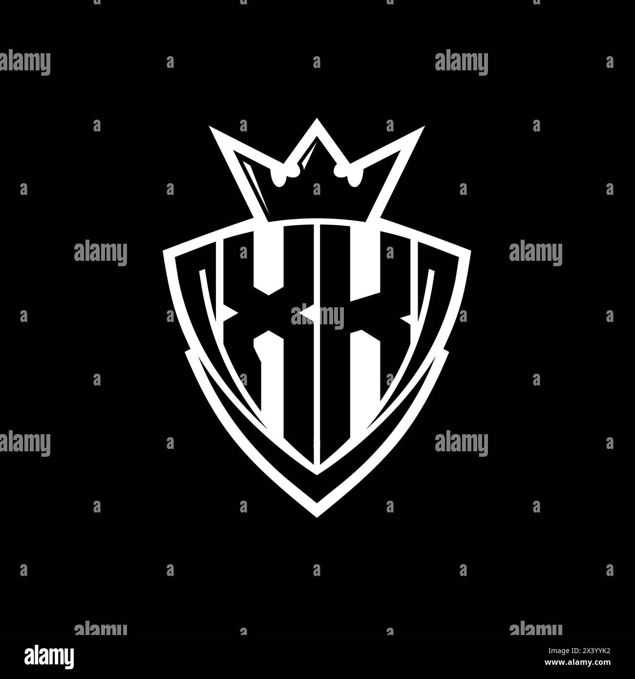 XK Bold letter logo with sharp triangle shield shape with crown inside ...