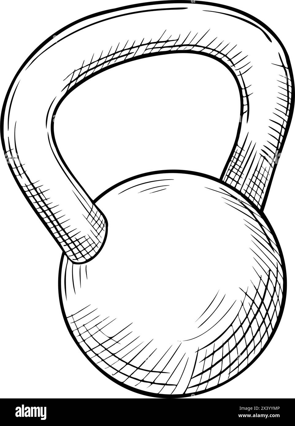 Kettlebell vector illustration. Outline drawing of dumbbell painted by ...