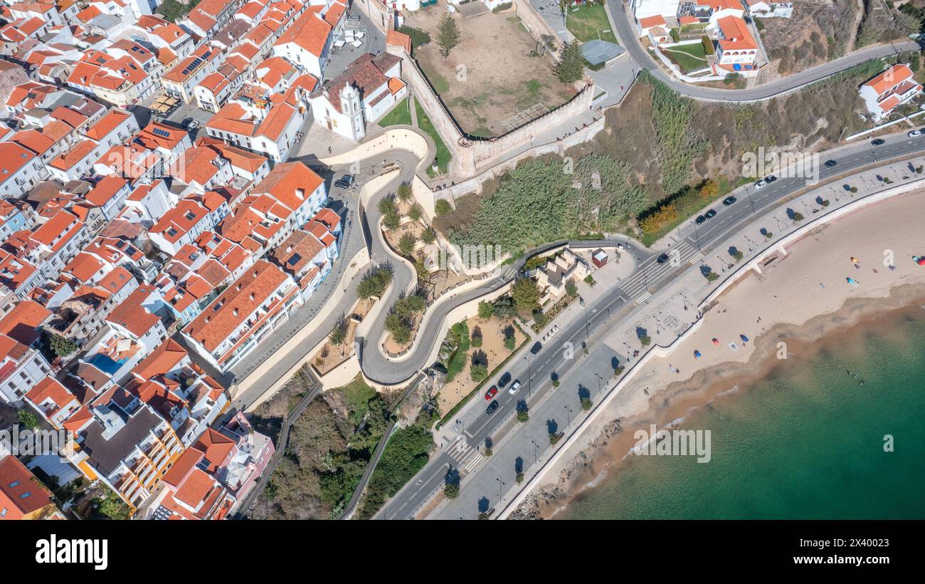 Aerial panorama of the city of Sines, Setubal Alentejo Portugal Europe ...
