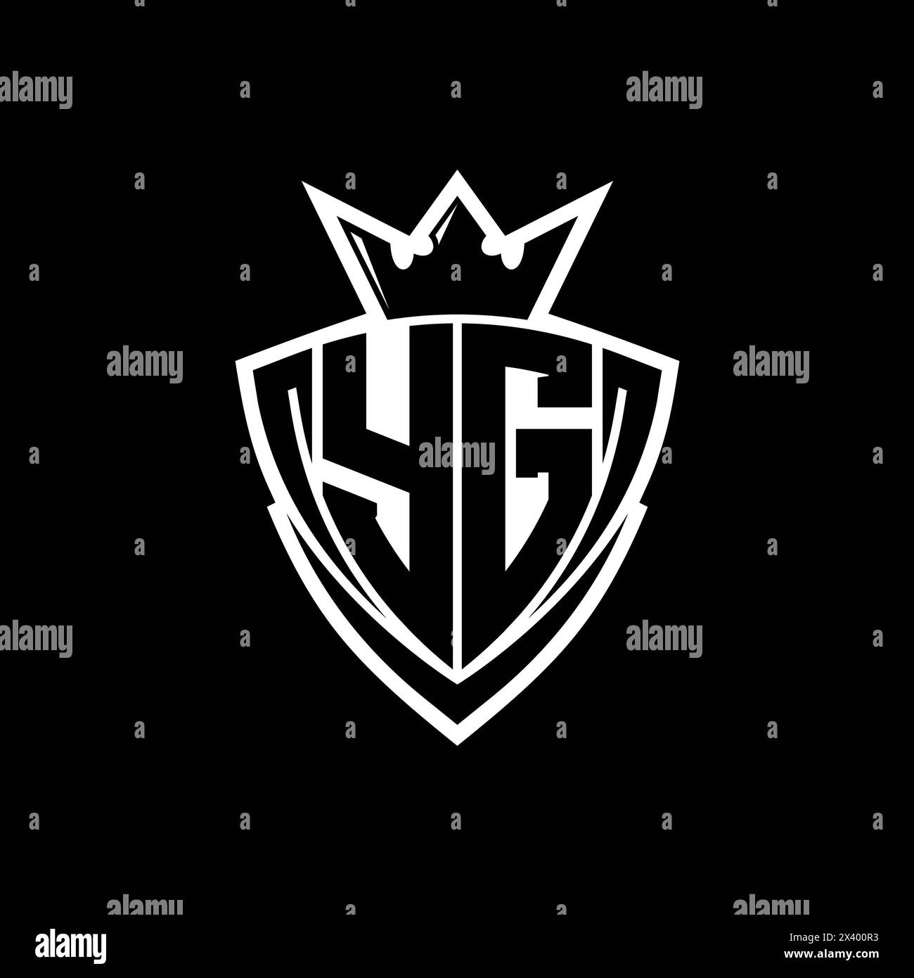 YG Bold letter logo with sharp triangle shield shape with crown inside ...