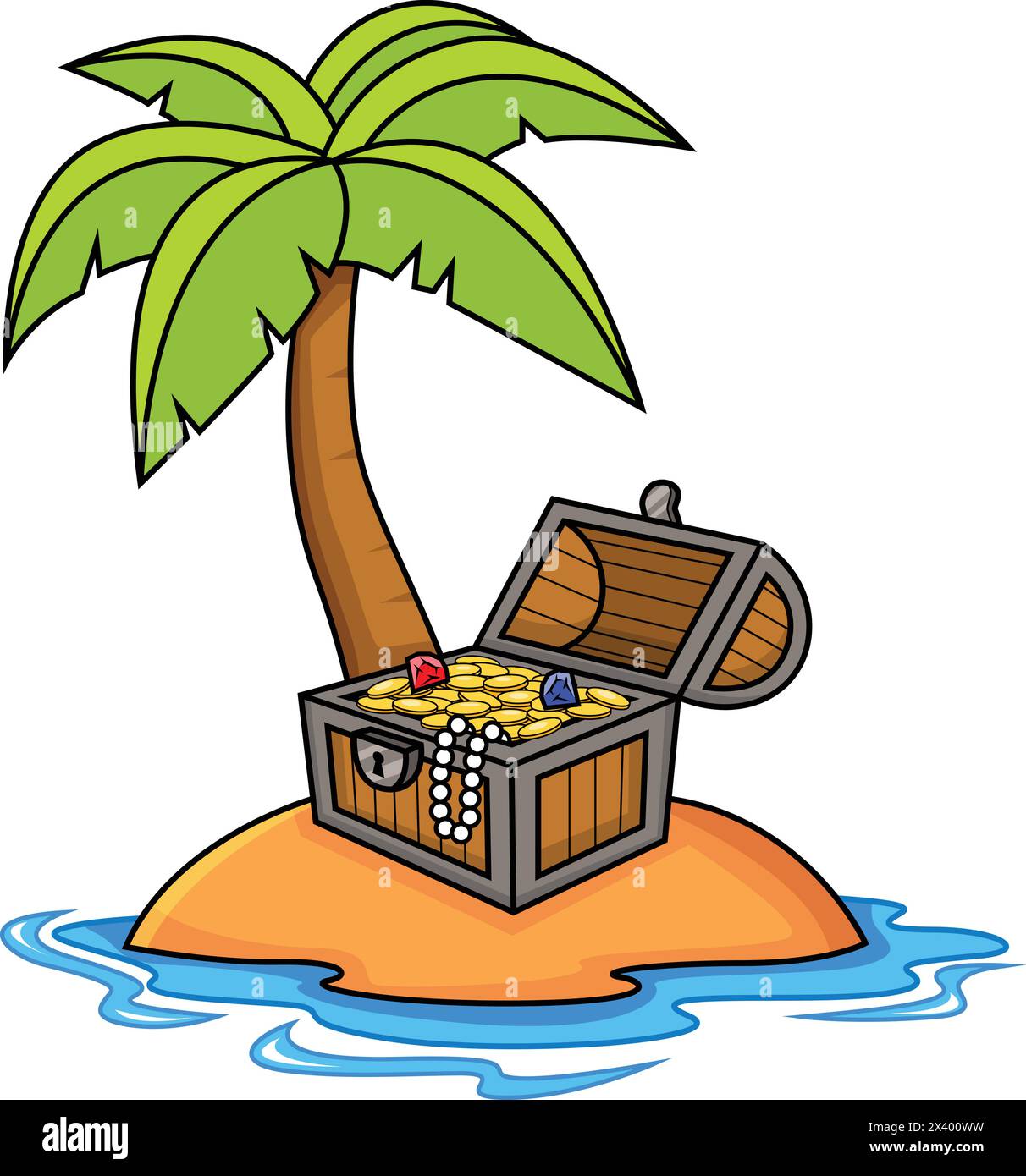 Treasure chest beach Stock Vector Images - Alamy