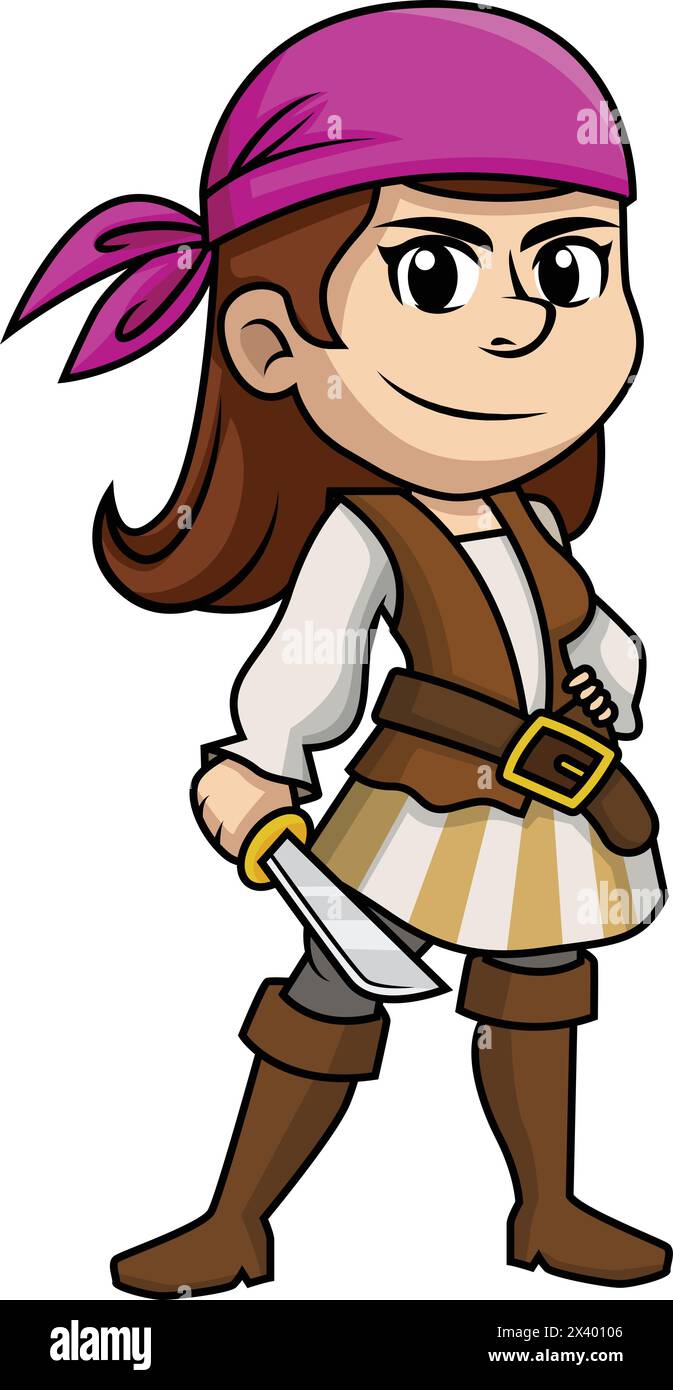 Female pirate illustration Cut Out Stock Images & Pictures - Alamy
