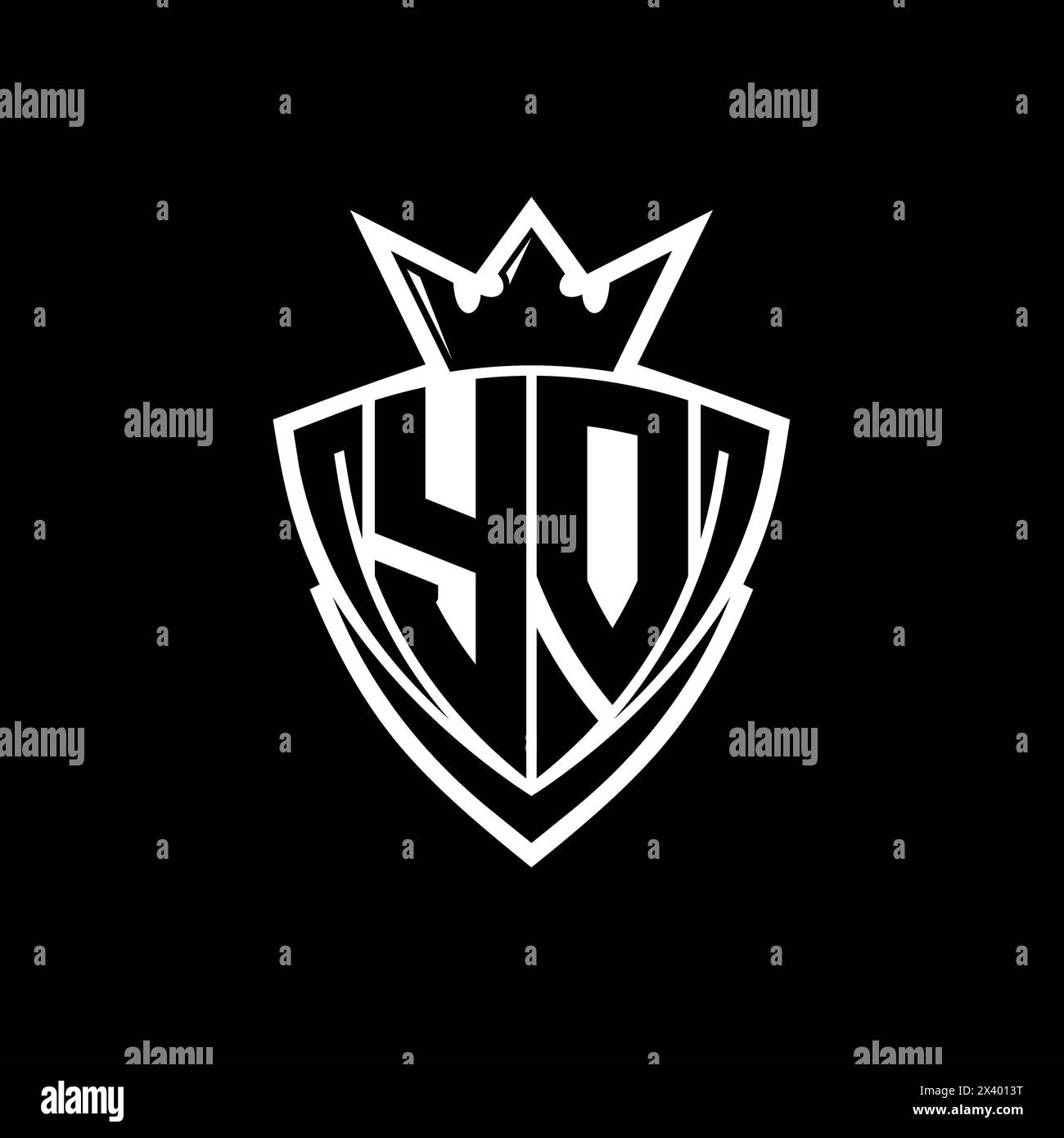 YO Bold letter logo with sharp triangle shield shape with crown inside ...