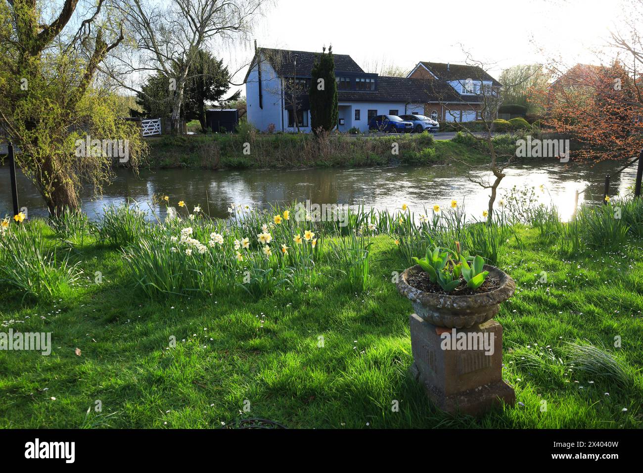 Salisbury, England- March 30, 2024: The Avon River flowing through ...