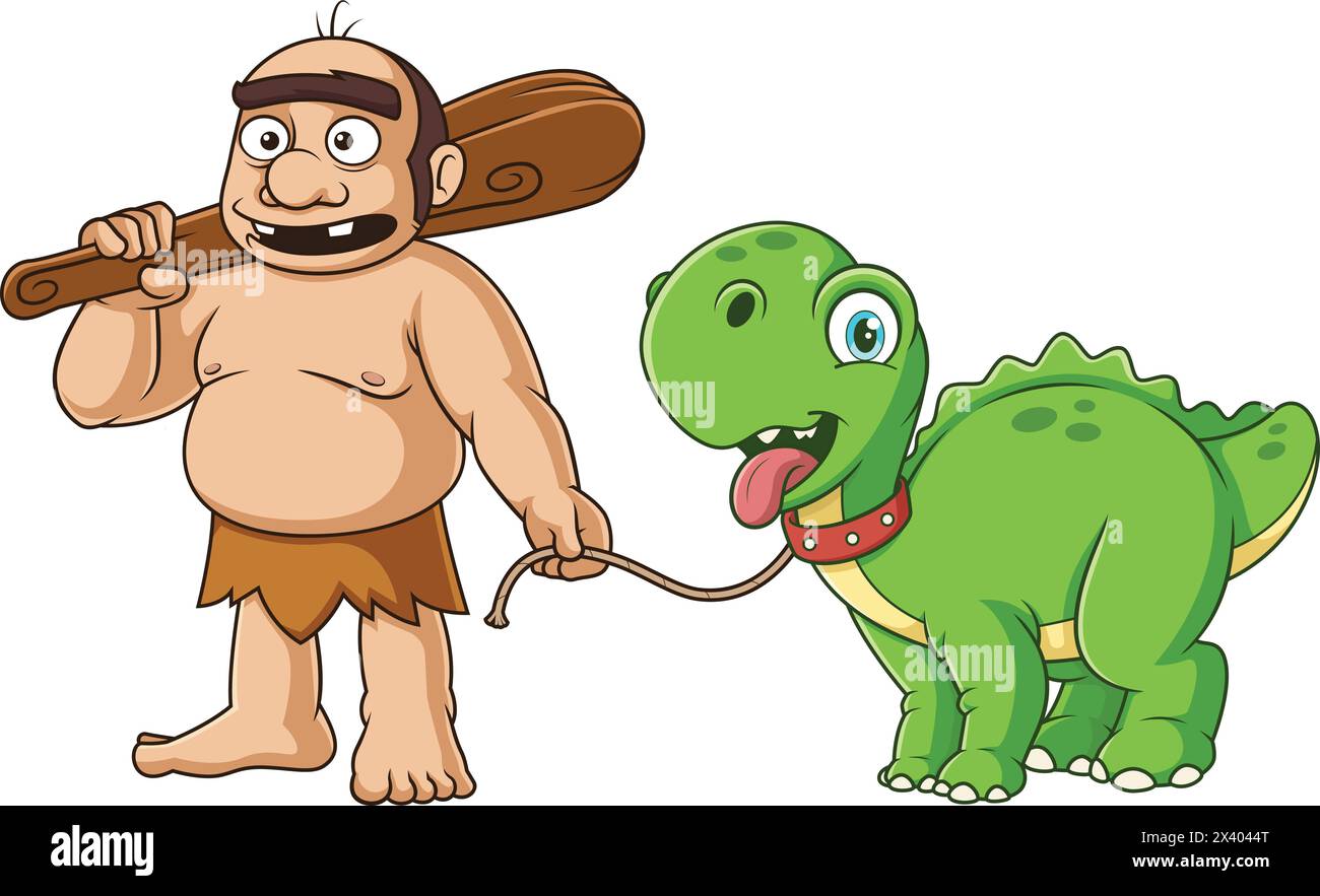 Cartoon caveman and dinosaur Cut Out Stock Images & Pictures - Alamy