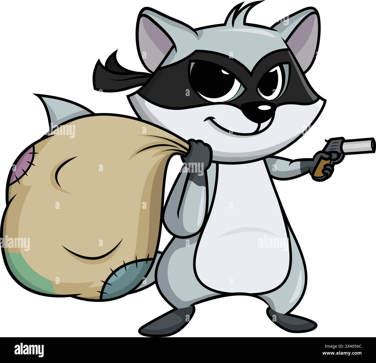 Criminal raccoon holding pistol vector cartoon clip art Stock Vector ...