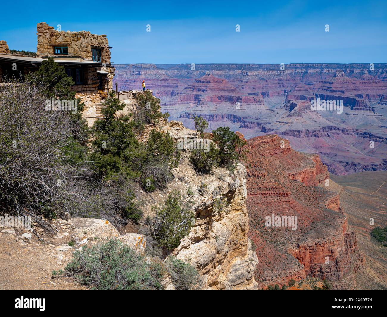 Woman at Grand Canyon. View from Lookout Studio. Grand Canyon National ...
