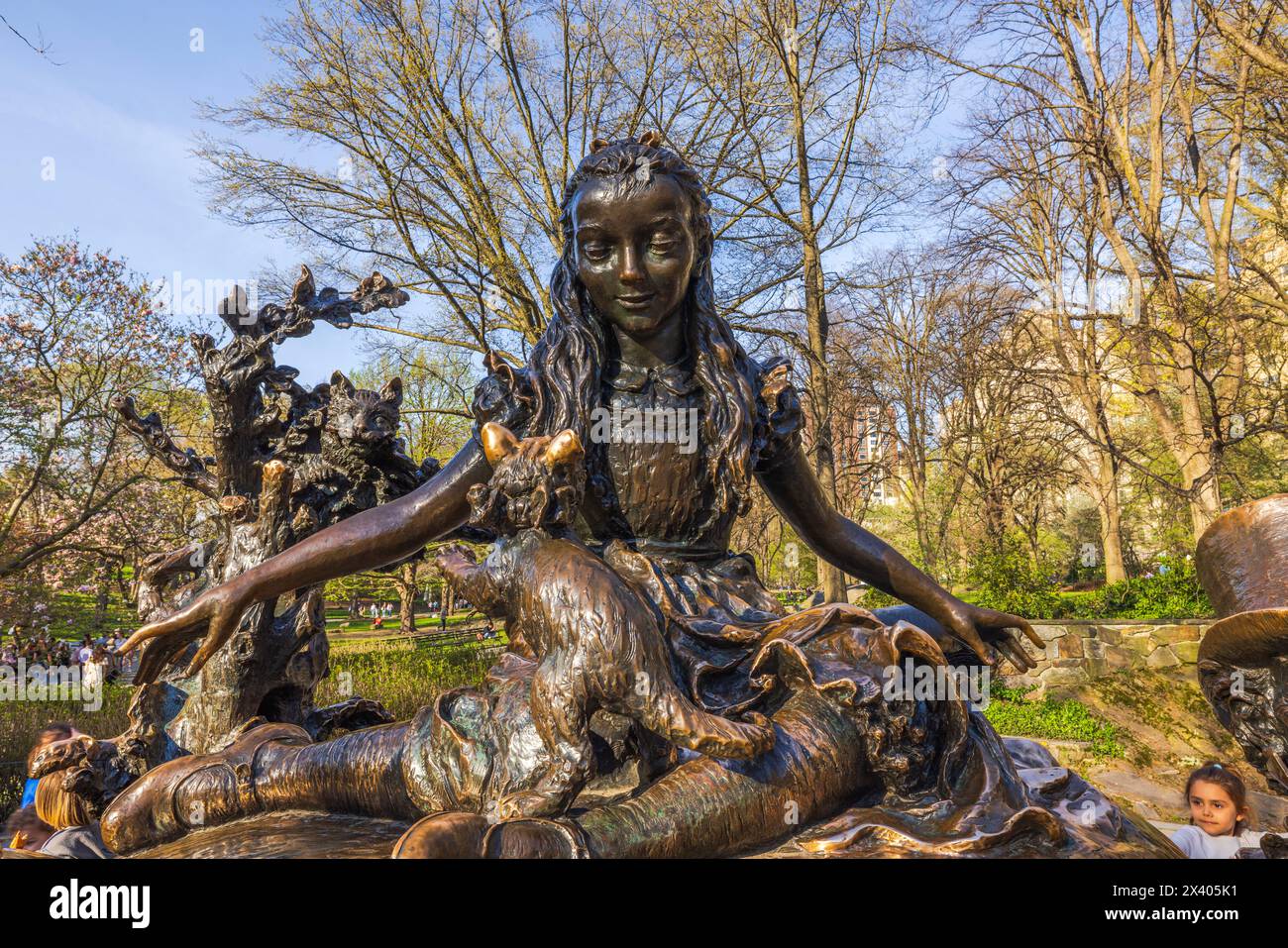 Close-up view of the Alice in Wonderland monument depicting characters ...