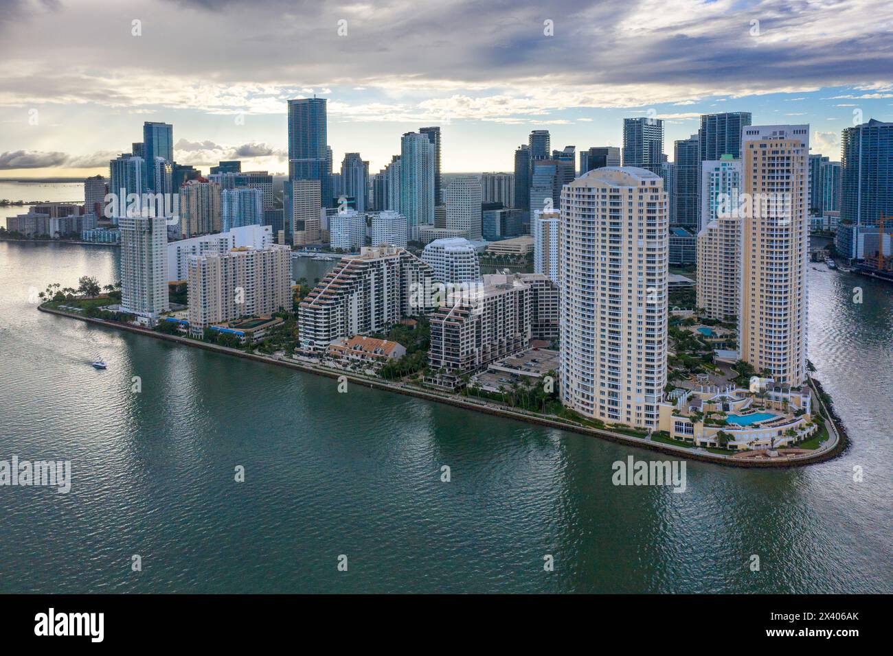 Usa, Florida, Miami. Man-made island Brickell Key. Biscayne Bay Stock ...