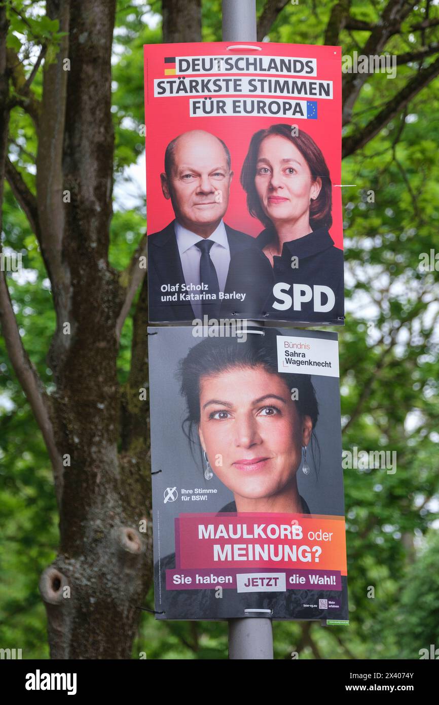 SPD and Alliance Sarah Wagenknecht election posters for the European ...