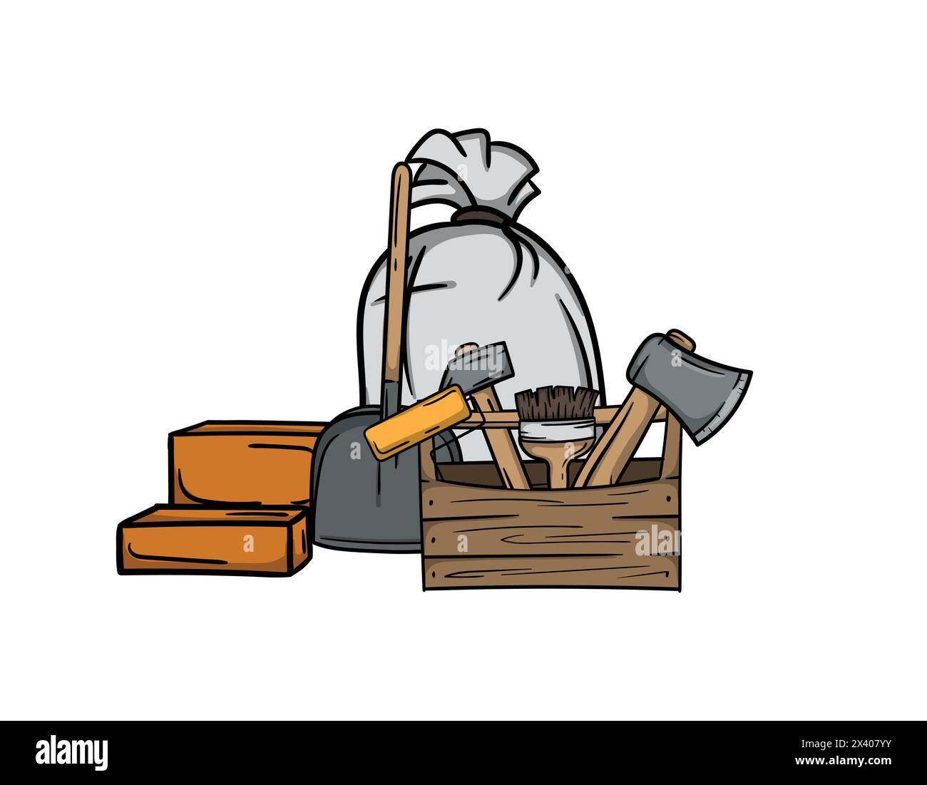 Construction and renovation. Bright vector editable illustration of ...