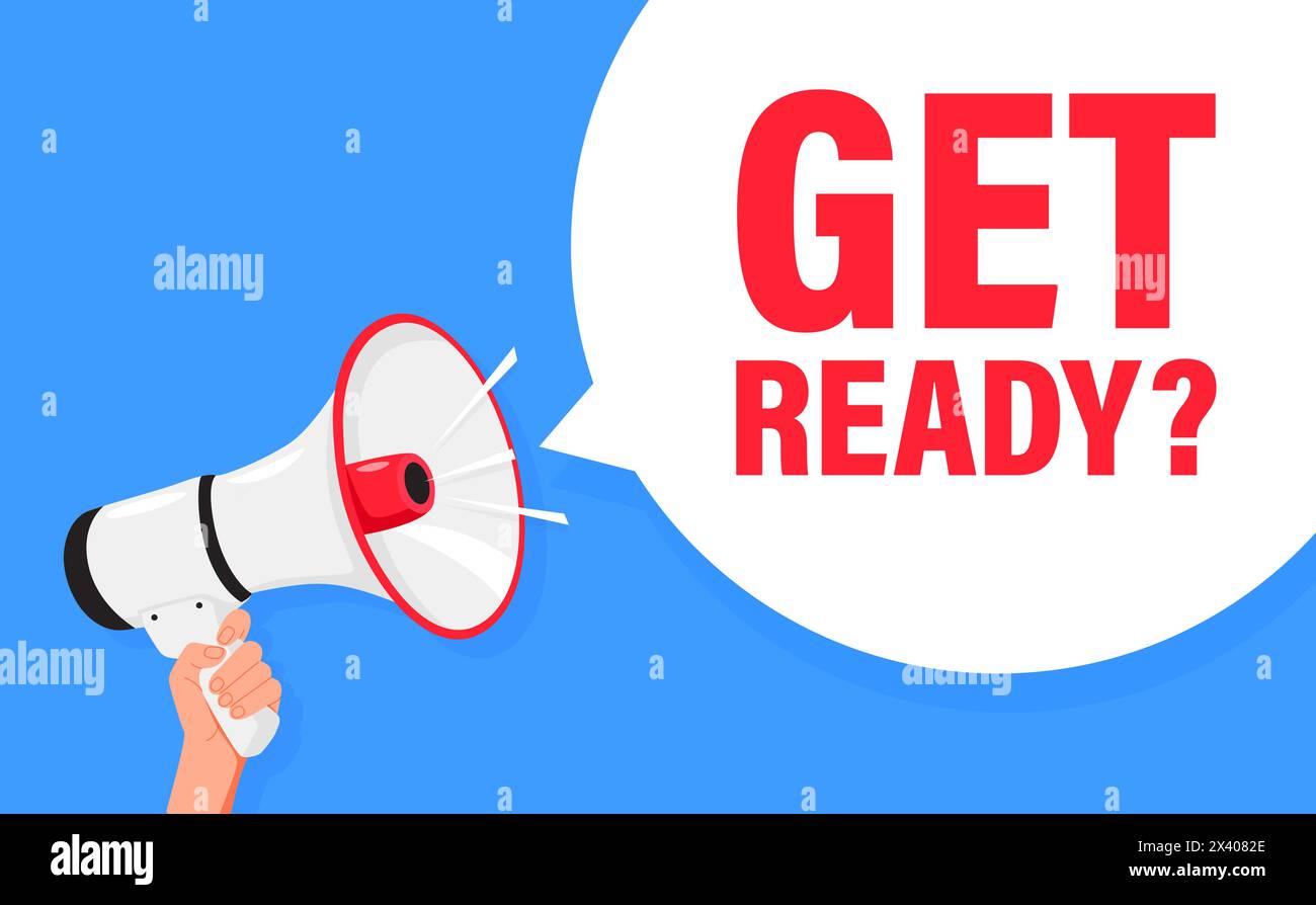 Get ready. Hand hold megaphone speaker for announce. Attention please ...