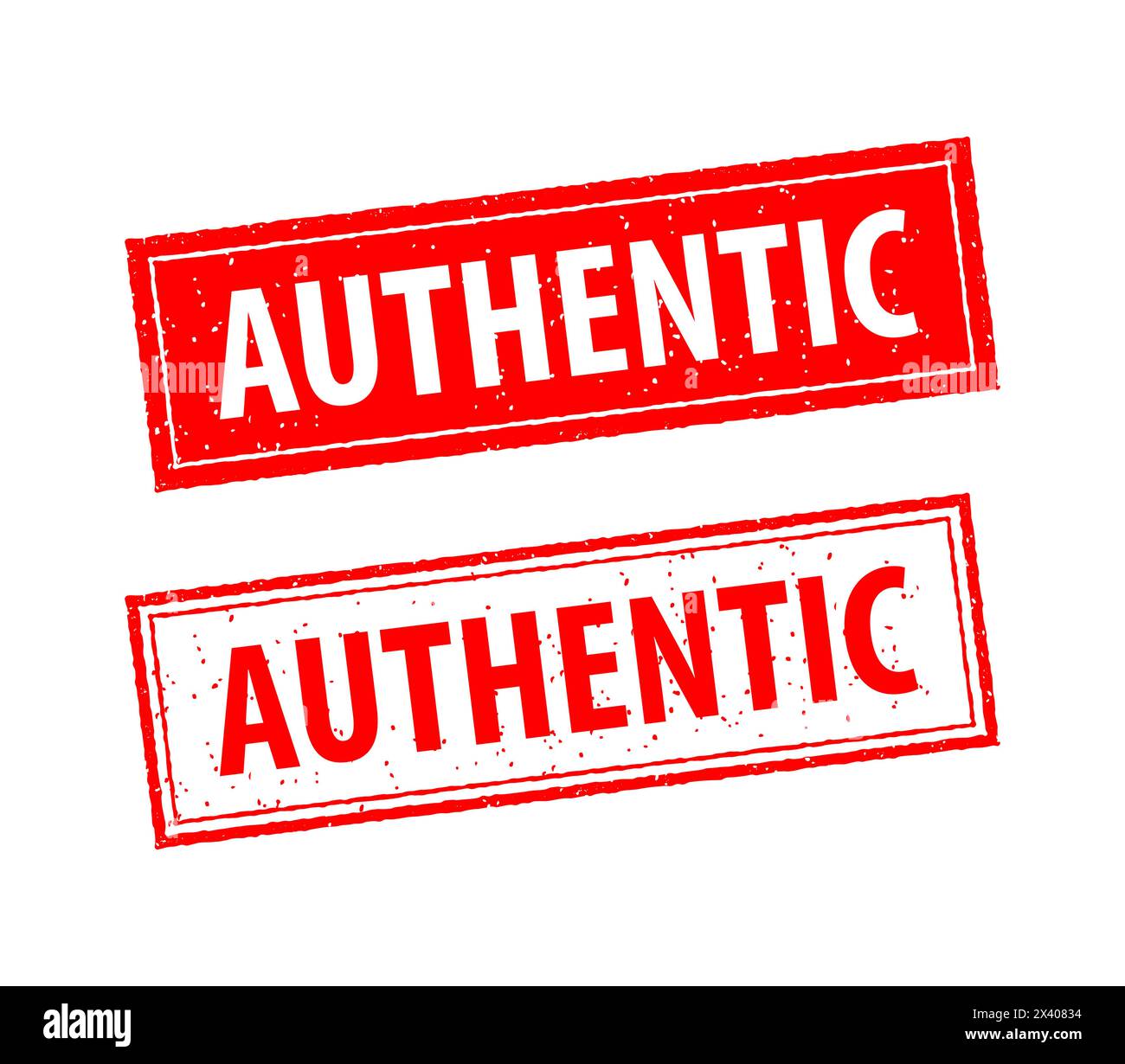 Authentic are written on red and white stamps. Grunge vintage Authentic ...
