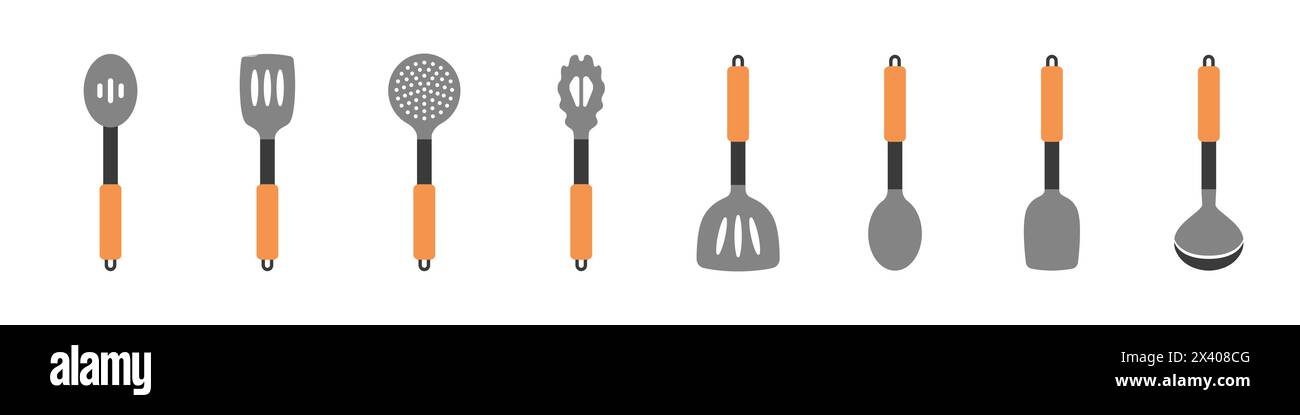 Kitchen utensils icon set. Tools for cooking. Stylish spatulas, spoons ...