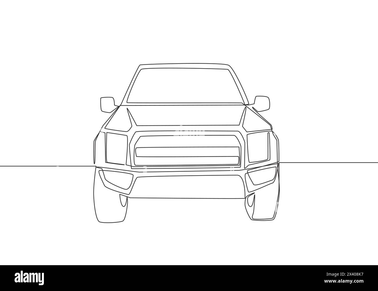 Single line drawing of suv car from front view. Family comfortable ...